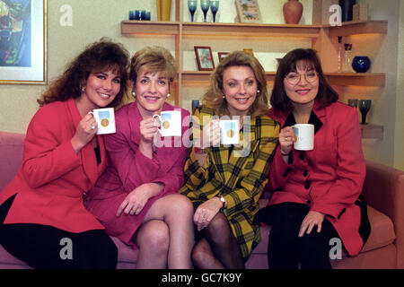 Television presenters Lorraine Kelly right and weather girl Sally Meen ...