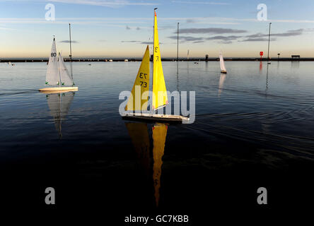 Members of the Tynemouth Model Boat Club sail their model boats at the ...