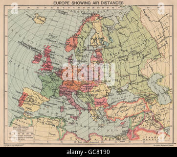 SECOND WORLD WAR: Europe showing air distances. Occupied Poland, 1940 ...