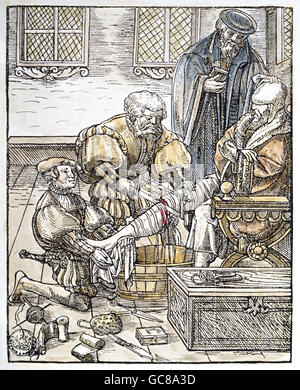 Amputation of a leg, 16th century, Amputation eines Beines im 16 Stock ...