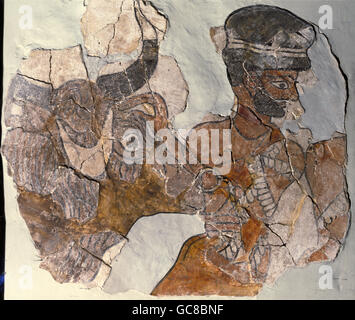 Mesopotamia: Palace of Mari. Part of a sacrificial scene, restored by ...