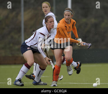 Leicester's Rebecca Herbert challenges with Olton's Emma Rochlin during ...