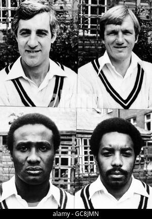 Middlesex captain Mike Brearley (left) and Clive Radley hold aloft the ...