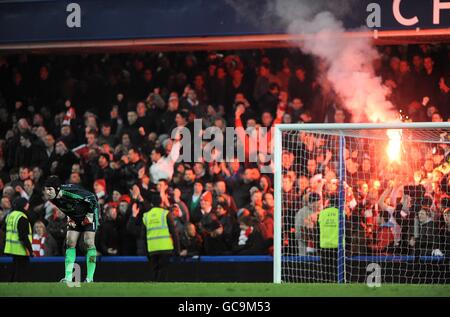 Arsenal fans set off flares on the way to the ground ahead of the ...