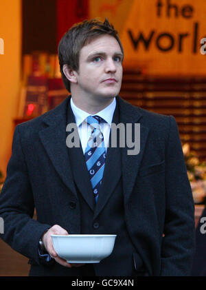 Scottish rugby union international Rory Lawson (back left) watches the ...