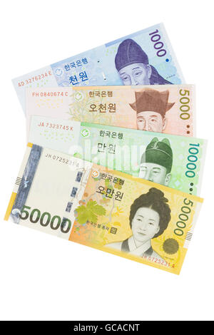 Banknotes South Korean won of various cash denominations are issued by ...