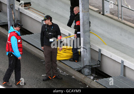 Pictured is a general view of the crash scene where Georgian athlete ...