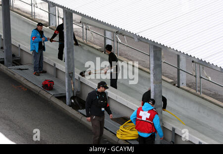 Pictured is a general view of the crash scene where Georgian athlete ...