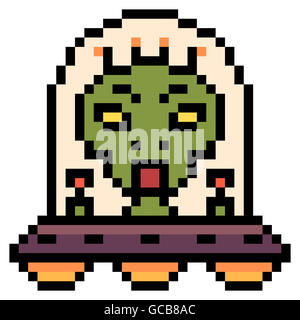 Pixel art green cartoon alien character Stock Photo - Alamy