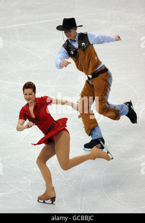 USA's Emily Samuelson and Evan Bates compete on ice dance compulsory ...