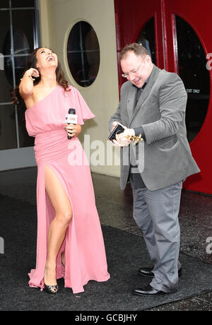 Myleene Klass laughs after Jonathan Shalit (right) fell over at a ...