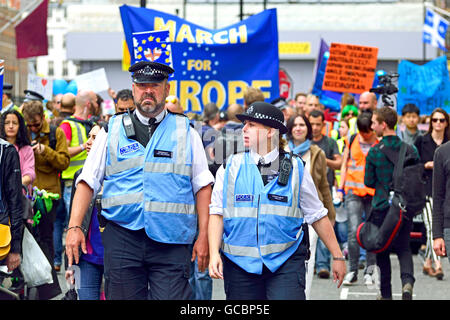 London, England, UK. Police liaison officers at the March for Europe ...
