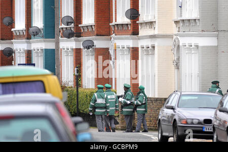 Five Civil Enforcement Officers patrol a street in Clapham, London ...
