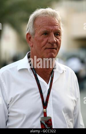 John Button, father of McLaren driver Jenson Button in the garage ...