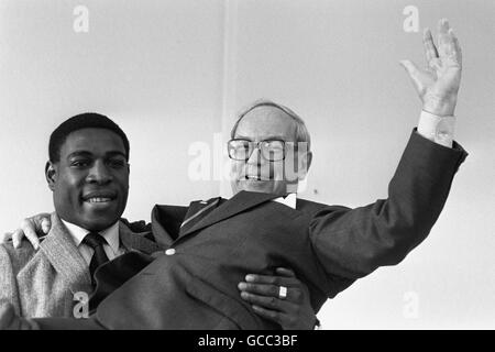 Heavyweight boxer Frank Bruno, left, with BBC Sports commentator Harry ...