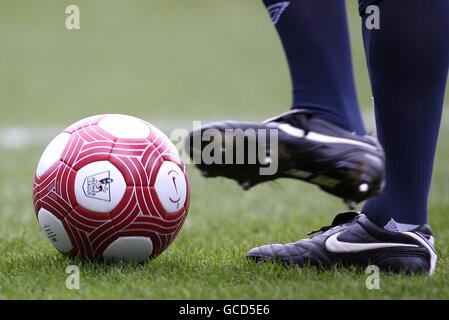 A view of the special red-coloured version of the usual official Nike ...