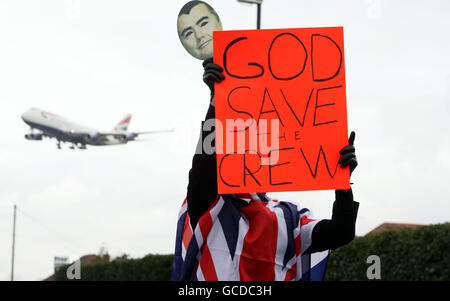 Members of the Unite union demonstrate near Hatton Cross with cardboard ...