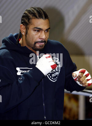 David Haye during a media workout at the Hayemaker Gym, London Stock ...