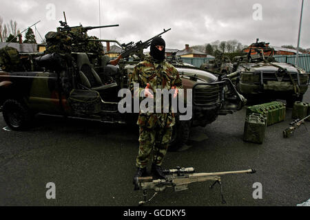 Members of the elite Irish Defence Forces Army Ranger Wing (ARW) hold a ...
