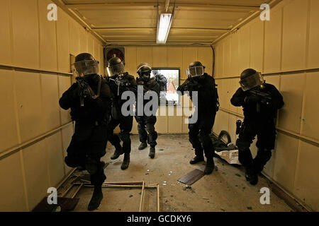 Members of the elite Irish Defence Forces Army Ranger Wing (ARW) hold a ...