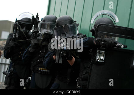 Members of the elite Irish Defence Forces Army Ranger Wing (ARW) hold a ...
