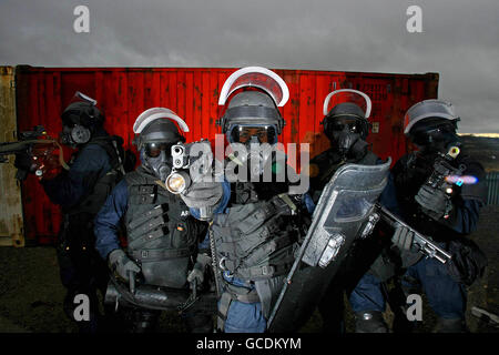 Members of the elite Irish Defence Forces Army Ranger Wing (ARW) hold a ...