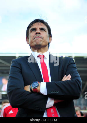 Wales manager Chris Coleman celebrates victory after the final whistle ...