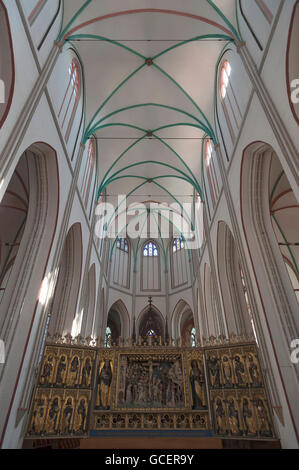Gothic ceiling vault, winged altar with crucifixion, Schwerin Cathedral ...