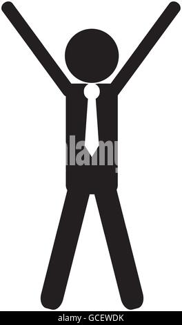 Human Figure with Both Arms Raised Line Icon. Stick Figure Standing ...