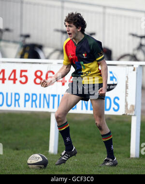 Hillhead's Hadden McPherson celebrates his try with team mate Dan Witko ...