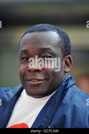 Former fast bowler Gladstone Small takes part in the 'Street20' cricket ...