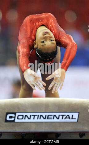 Great Britain's Nicole Hibbert competes on the beam during the European ...