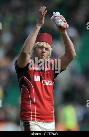 Saracens' Mouritz Botha celebrates his sides win after the final ...