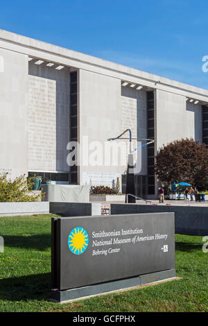 Entrance sign to the Smithsonian Institution, National Museum of American History, Behring ...