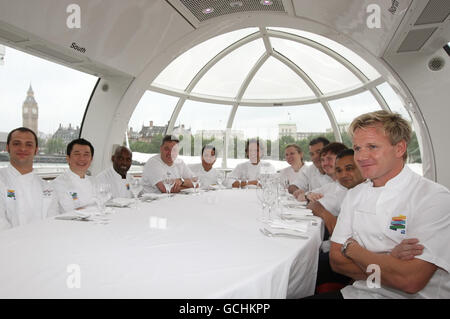 (Left to right) chefs Angela Hartnett, Joel Antunes, Kevin Gratton ...