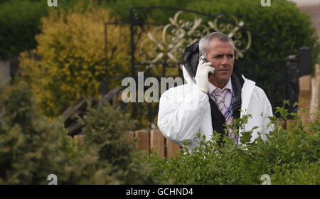 A general view of forensics officers at the scene on Dyfrig Street near ...