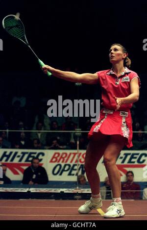 BRITISH OPEN SQUASH. MICHELLE MARTIN, (AUS) WITH THE CHAMPIONS TROPHY ...