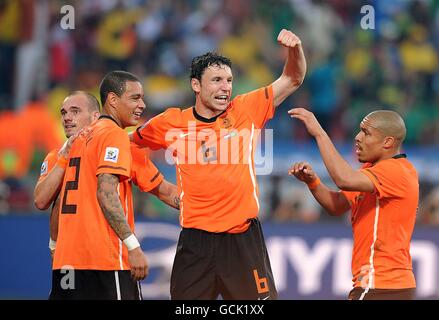 The Netherlands celebrate after a goal in the second half during the ...