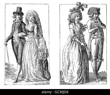 Lifestyle and fashion upper class ladies and gentlemen 18th century ...