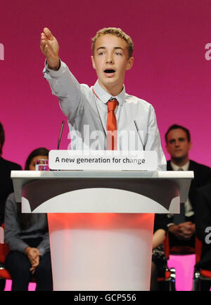 15 year old Luke Charter Reid shakes hands with Labour Party leader Ed ...