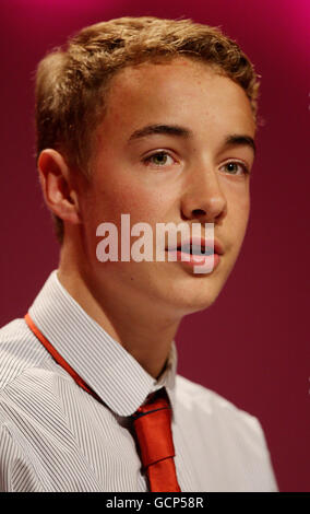 15 year old Luke Charter Reid shakes hands with Labour Party leader Ed ...