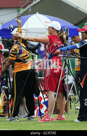 England's Nicky Hunt competes in the womens Individual Compound Archery ...