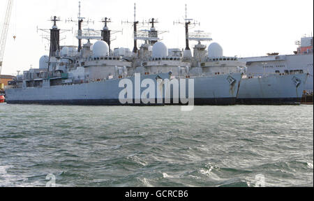 The Royal Navy destroyers HMS Exeter, HMS Southampton and HMS ...