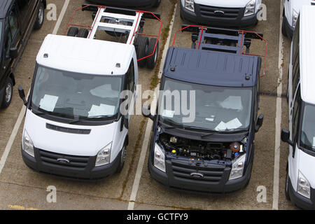 Ford workers assemble Transit vans at their factory in Southampton ...