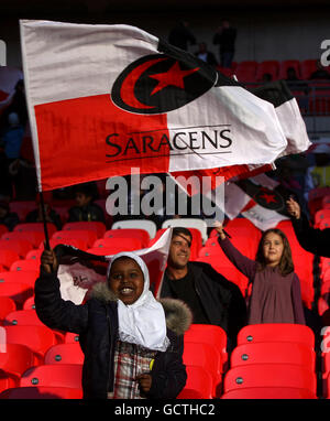 Saracens fans in the stands Stock Photo - Alamy