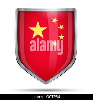 Isolated heraldry shield with the china flag on a white background ...