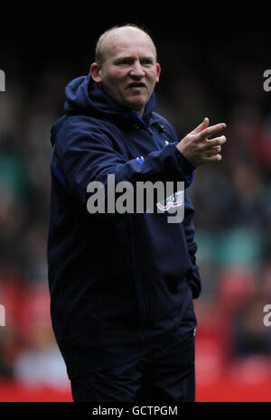 Neil Jenkins Kicking Coach of Wales during pre match warm up ahead of ...