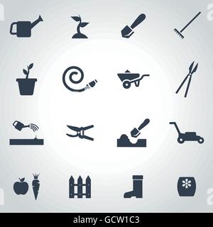 Farm and gardening black icons in set collection for design. Farm and ...