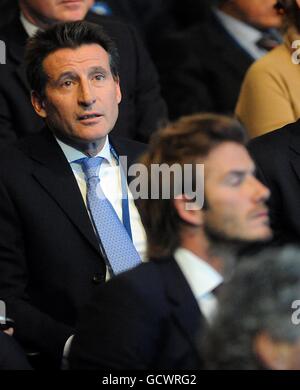 David Beckham (left), Lord Sebastian Coe (centre) and Chief Executive ...