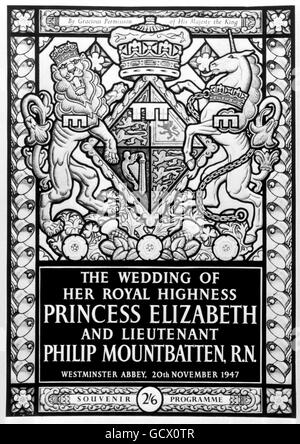 Royal Wedding Souvenir Programme, Princess Elizabeth and Lieutenant Philip Mountbatten ...